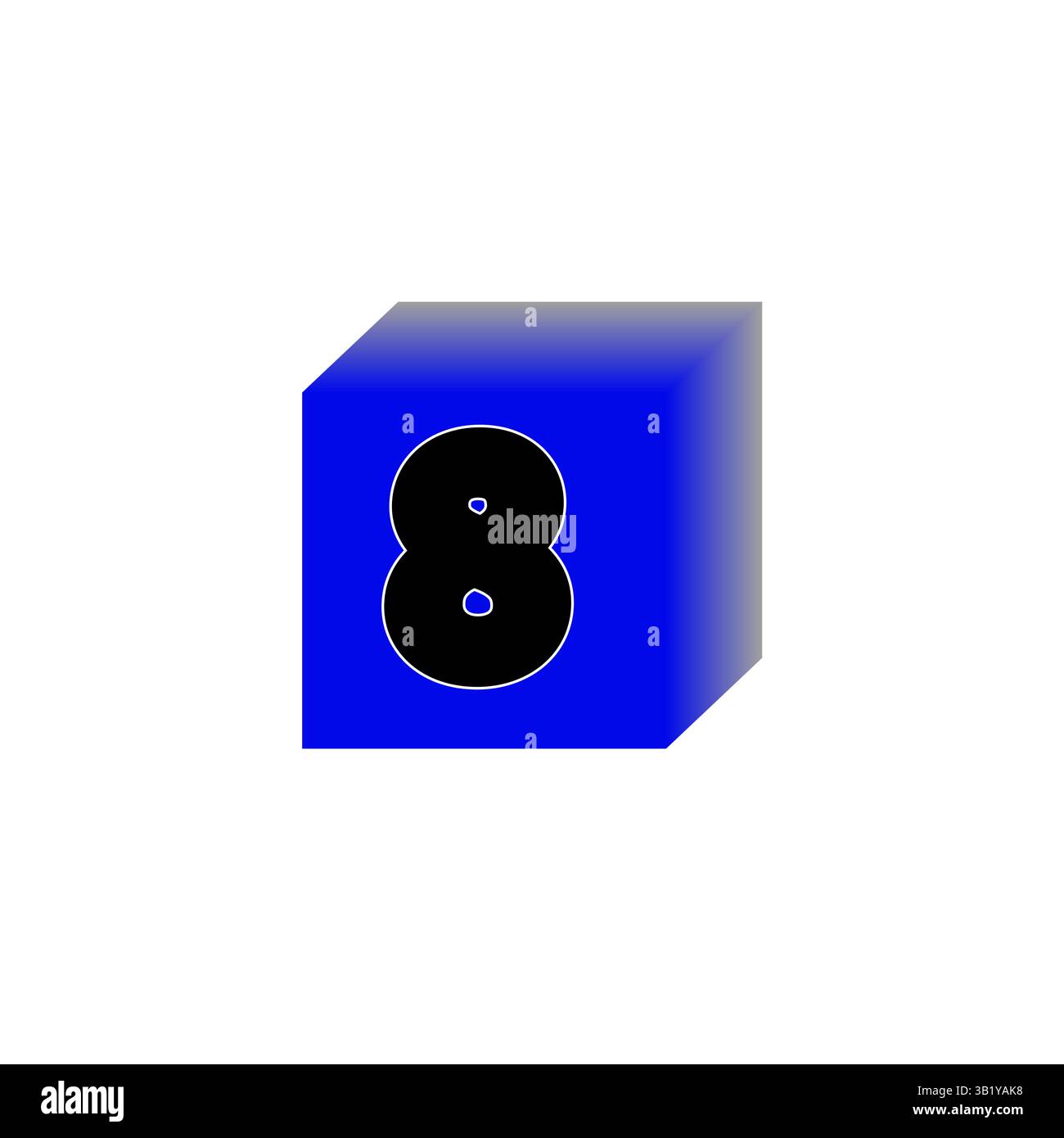 Number eight shape. Blue cube vector. Bold digit figure. Perspective ...