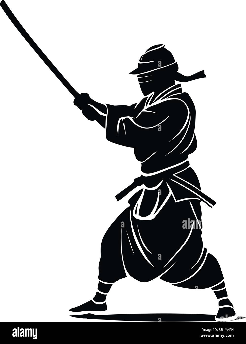 Kendo martial arts athlete silhouette. traditional fighting sports ...
