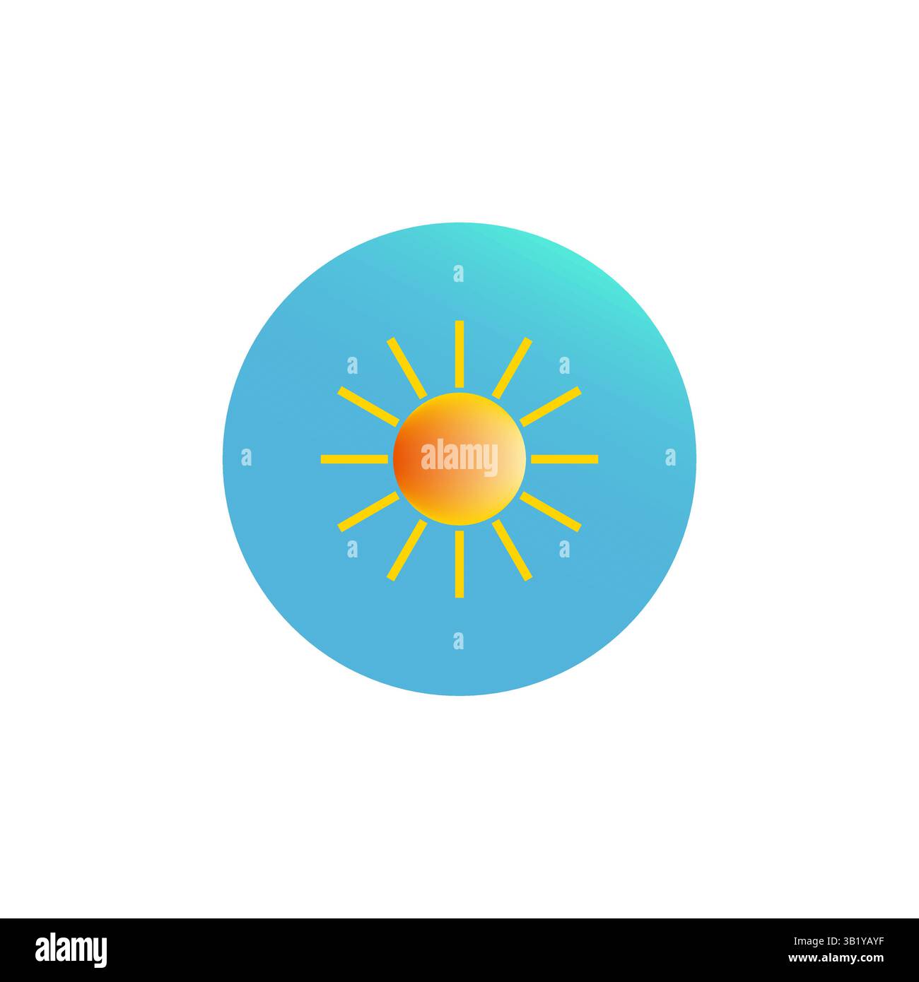 Sun icon. Solar vector shape. Bright weather symbol. Radiant orange ...