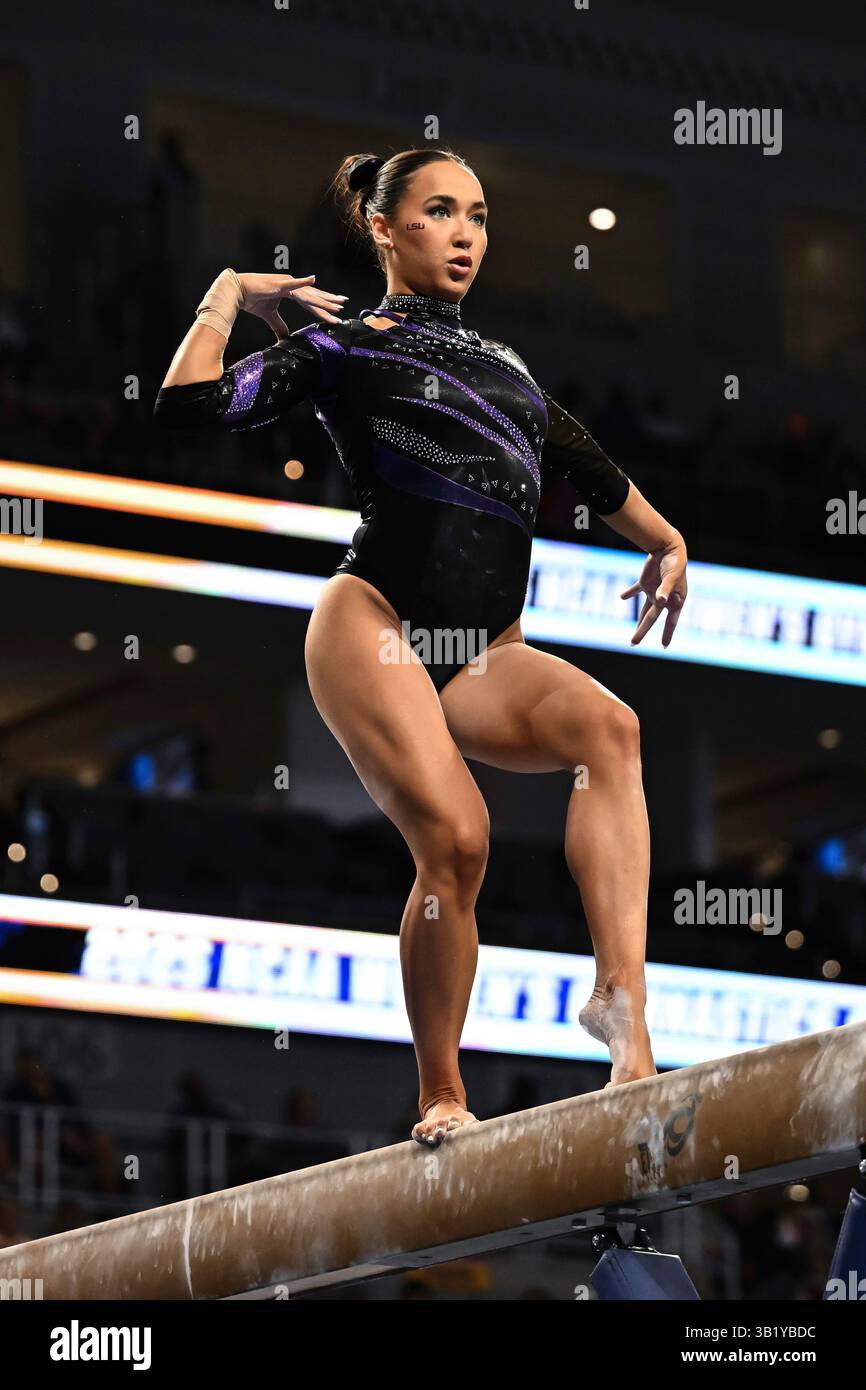 April 17, 2025, Fort Worth, US: ALEAH FINNEGAN from LSU competes on the ...