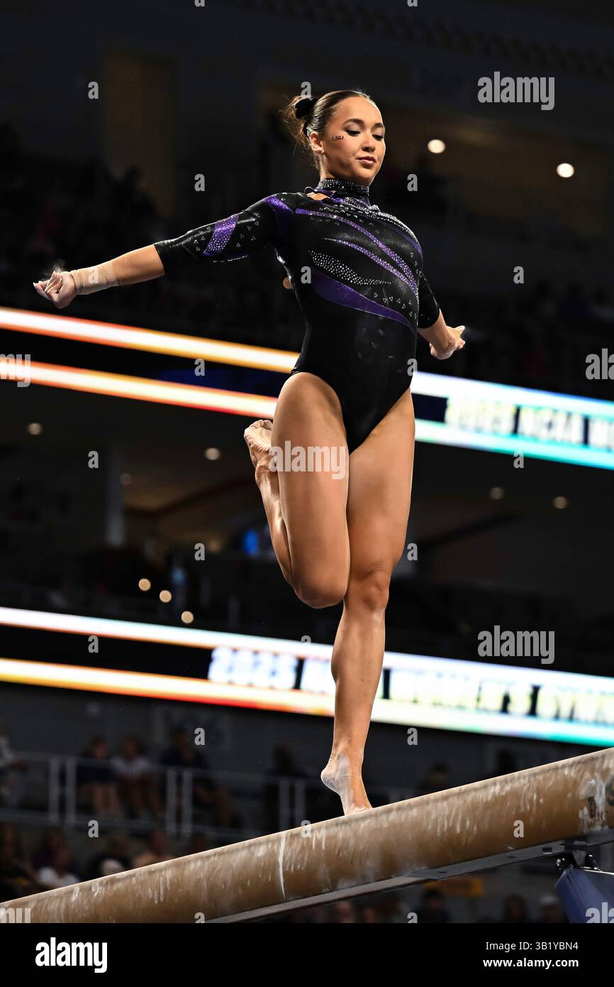 April 17, 2025, Fort Worth, US: ALEAH FINNEGAN from LSU competes on the ...