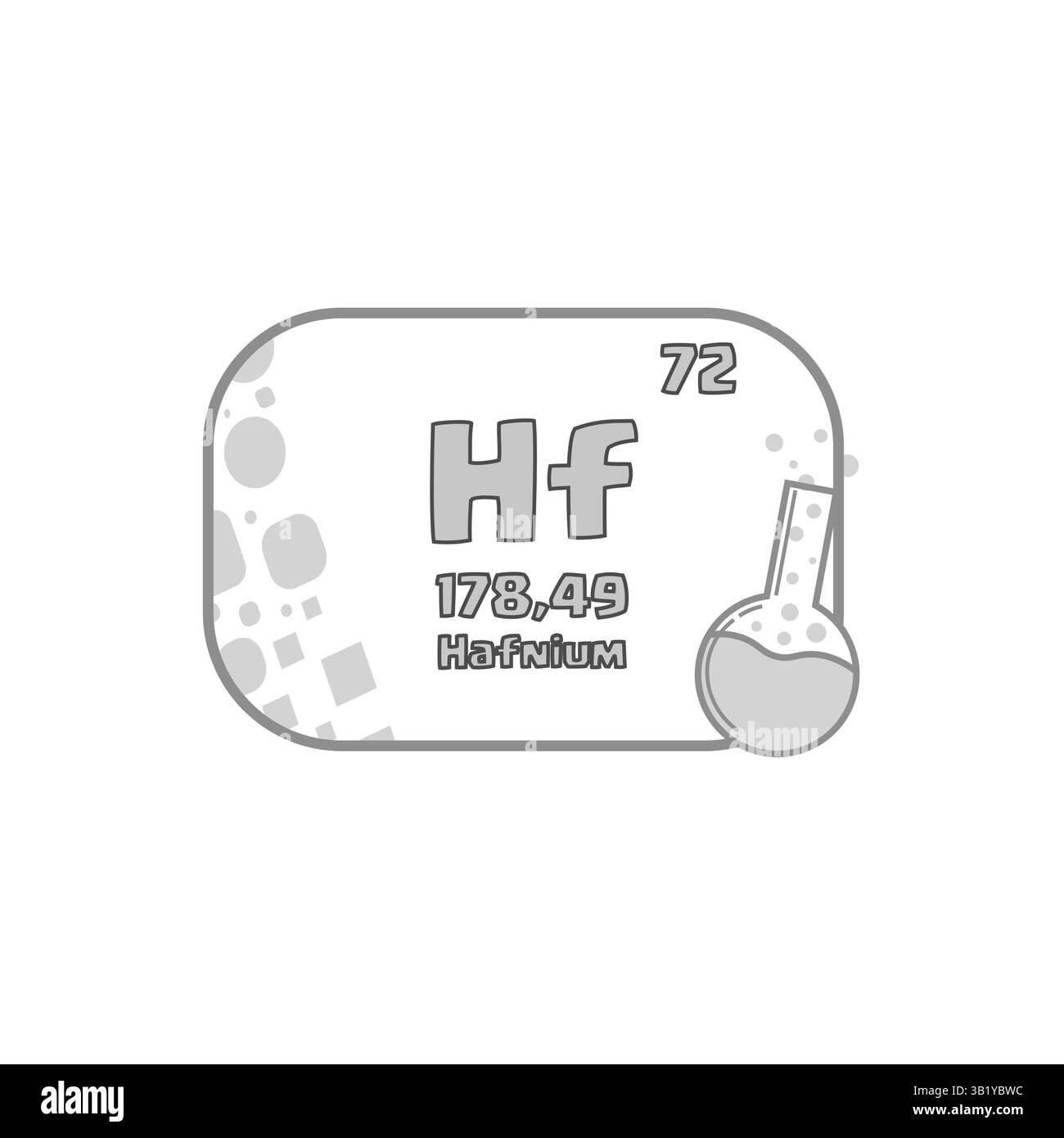 Hafnium periodic icon. Hf number seventy two. Chemistry vector block ...
