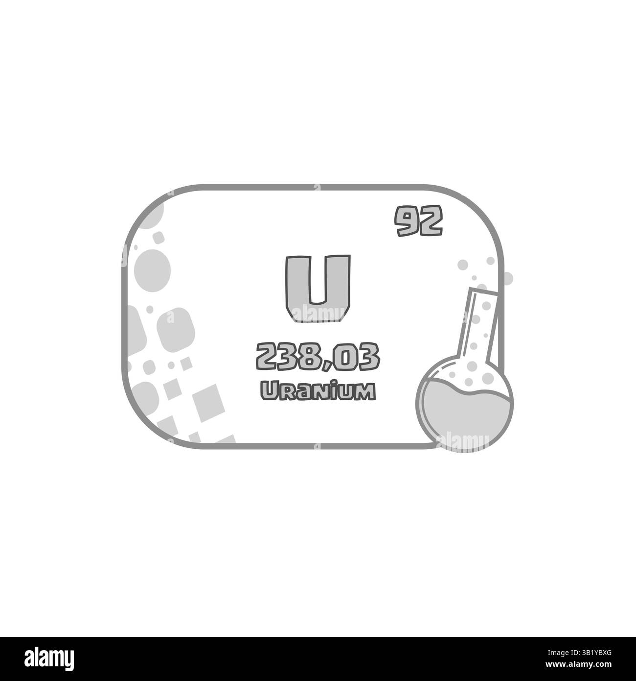Uranium science card. U number ninety two. Periodic vector element ...