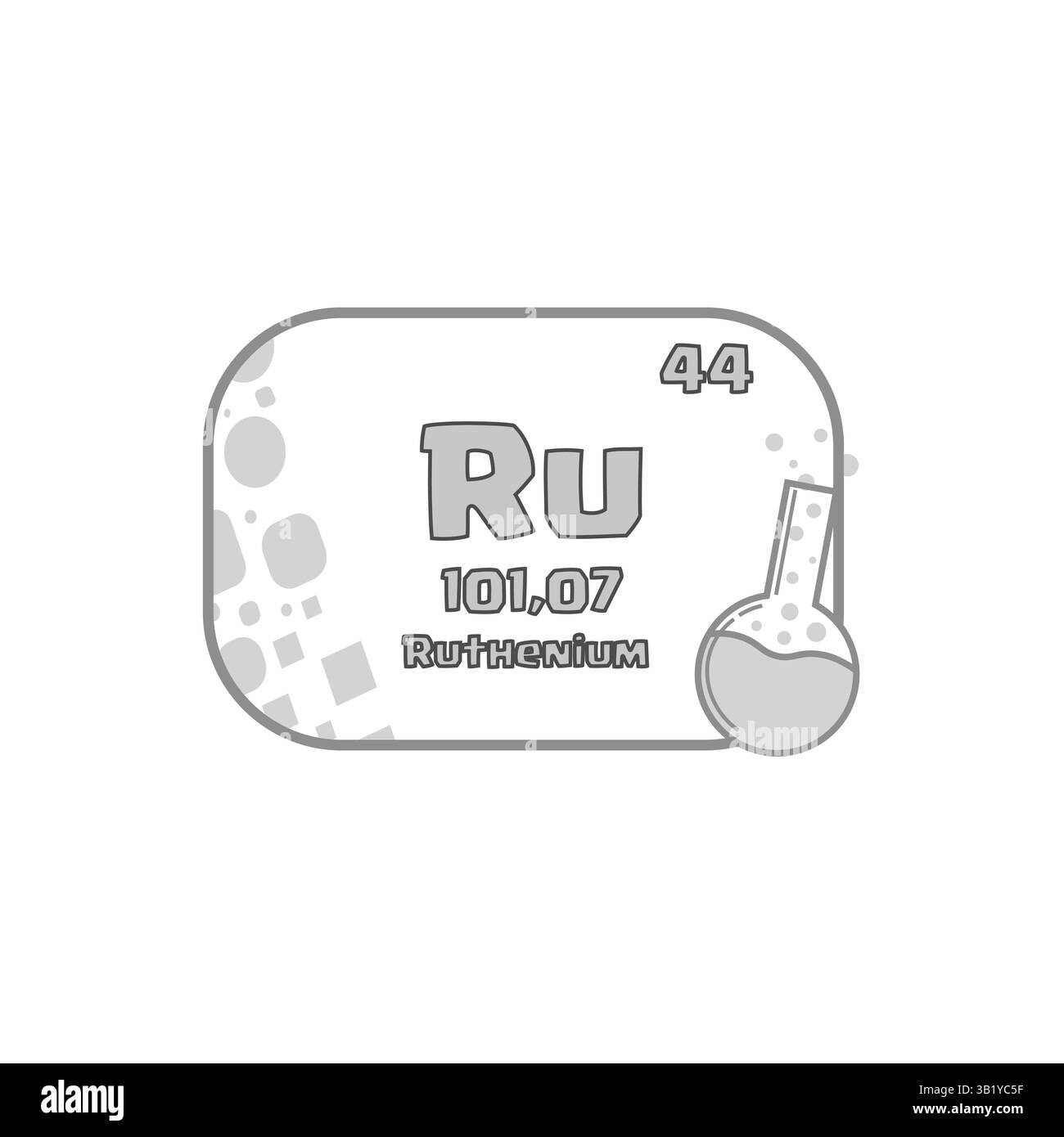 Chemical Ru symbol. Ruthenium element icon. Atomic number forty four ...