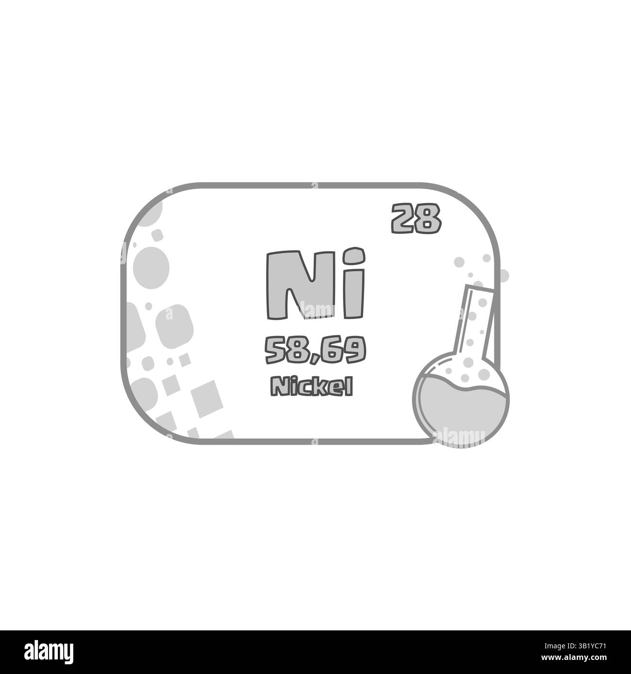 Nickel element icon. Atomic number twenty eight. Vector chemistry card ...