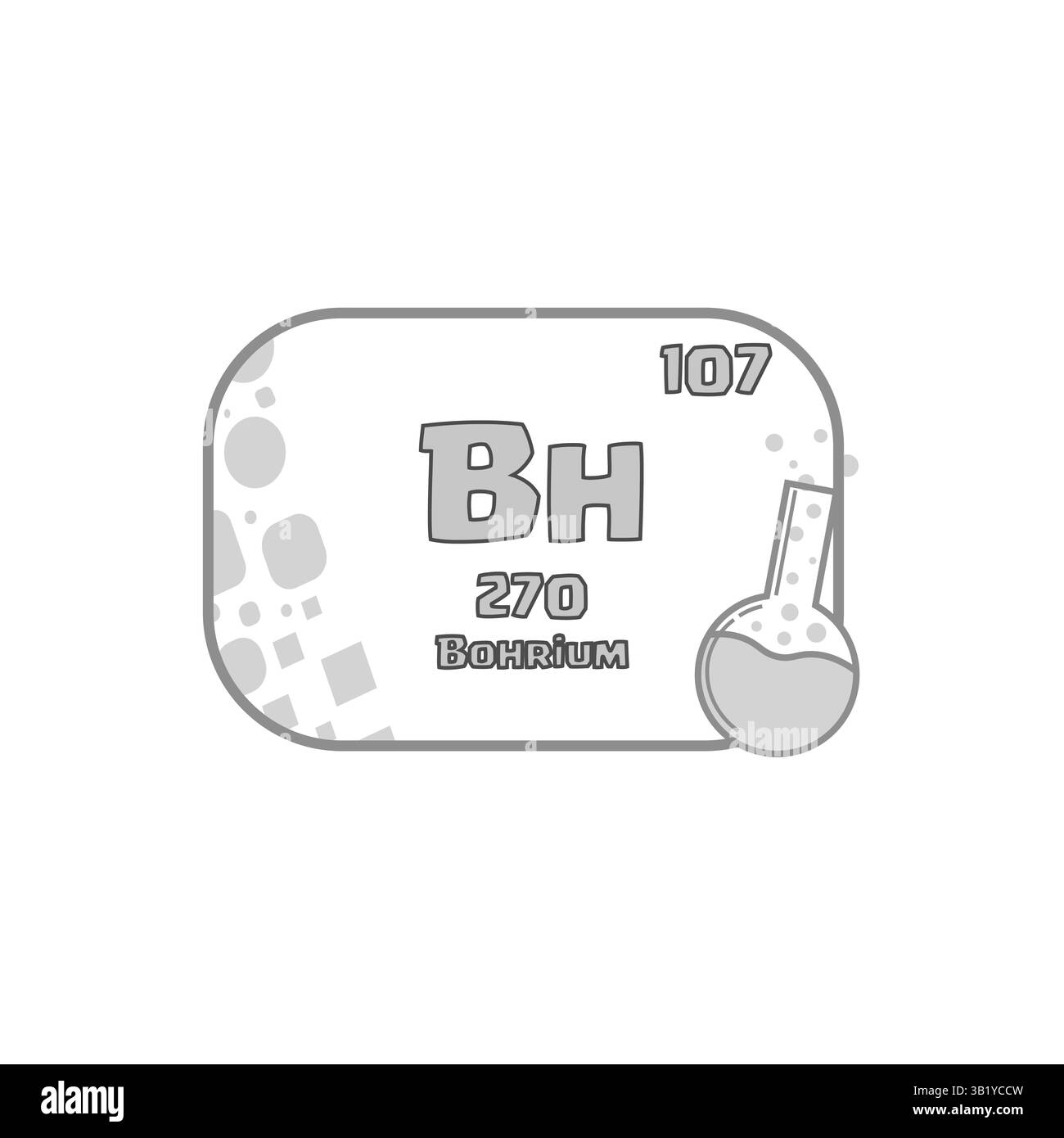 Bohrium periodic icon. Element number one hundred seven. Vector heavy ...