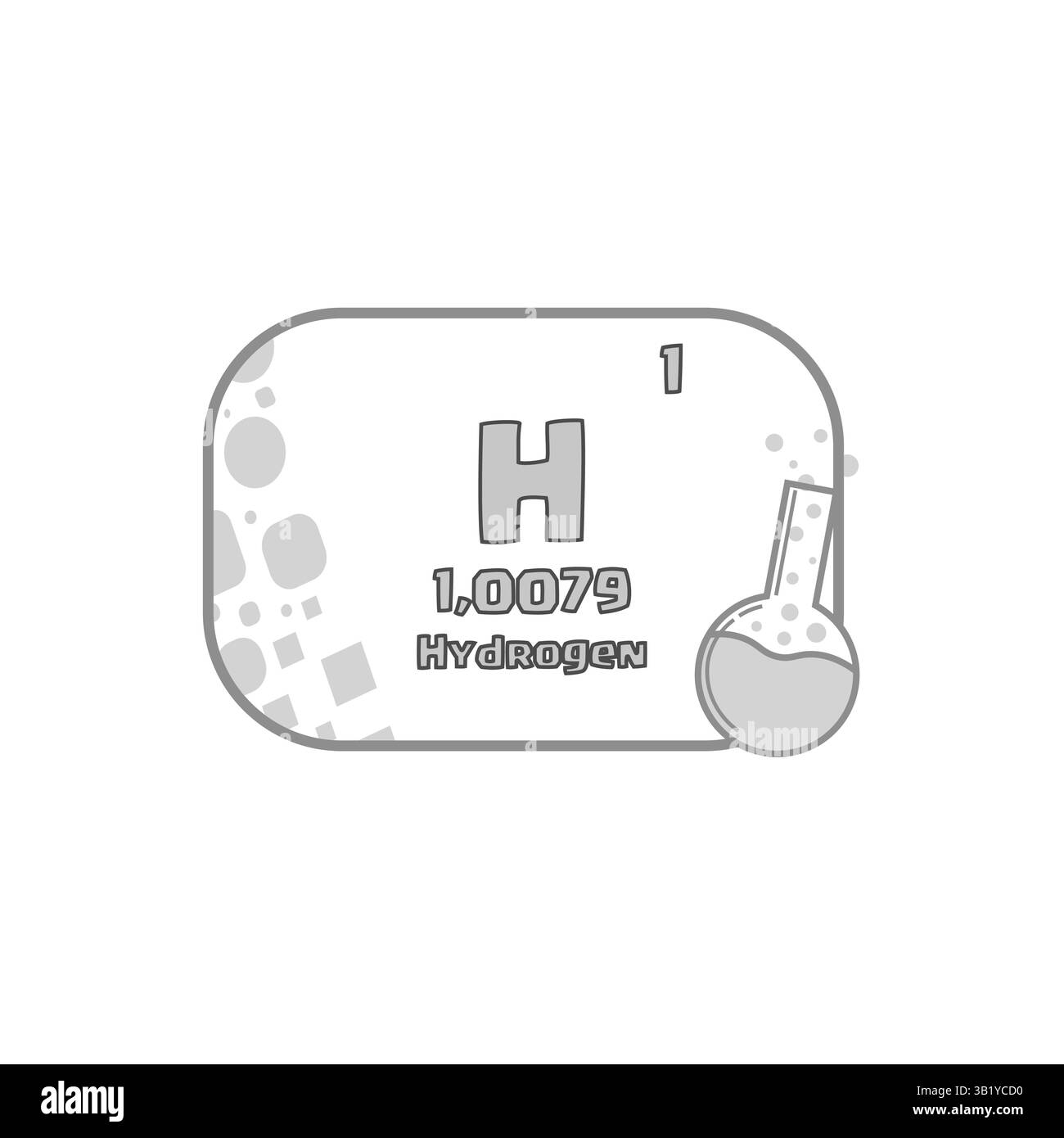 Hydrogen chemistry card. Atomic number one. Scientific symbol H. Vector ...
