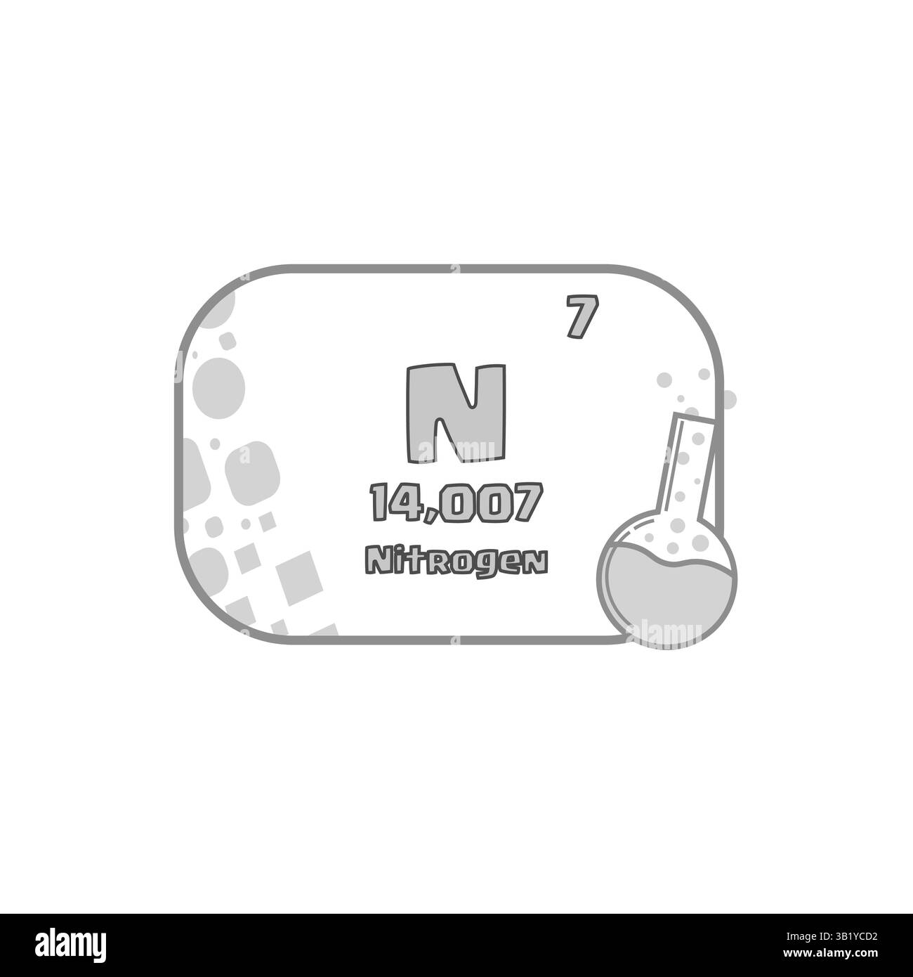 Nitrogen block data. Atomic number seven. Chemical symbol N. Vector ...