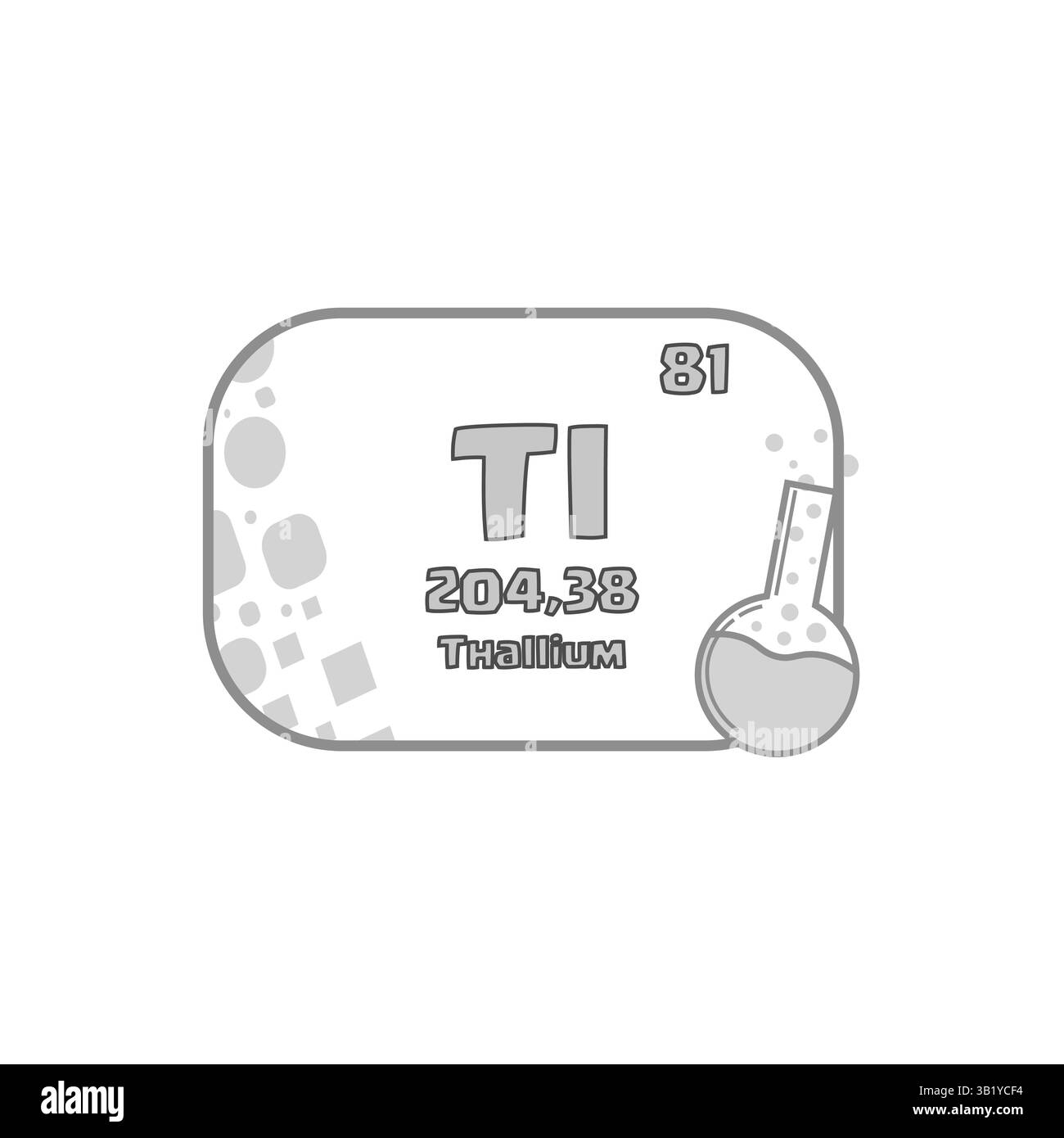 Thallium element symbol. Atomic number eighty one. Chemistry data card ...