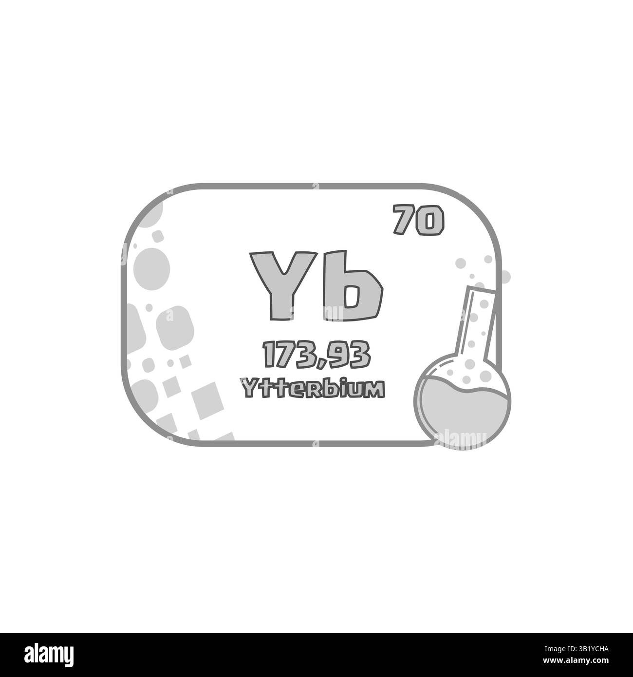 Ytterbium atomic symbol. Yb number seventy. Science vector card ...