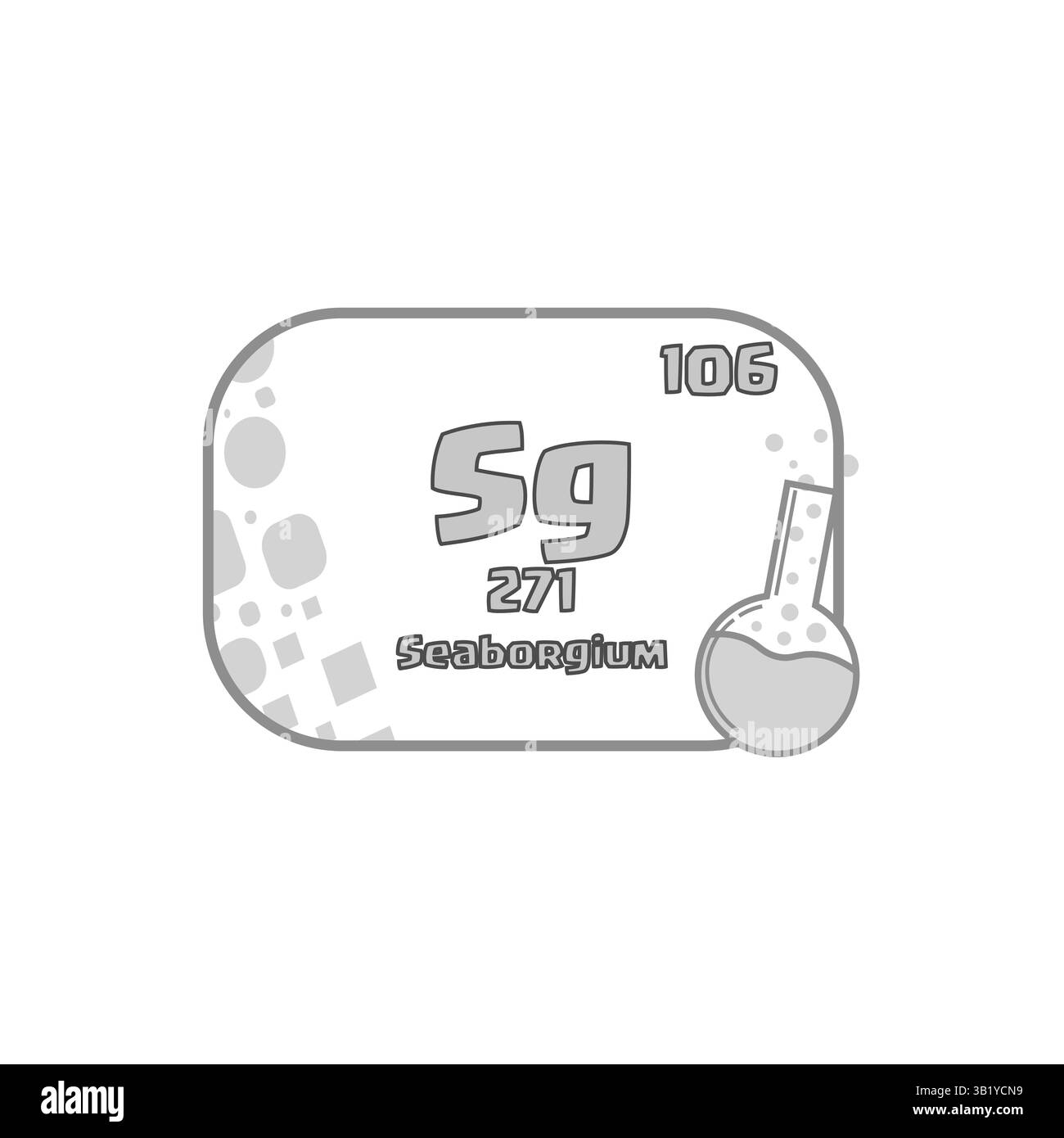 Seaborgium element icon. Sg atomic number. Periodic vector object. Grey science card Stock ...
