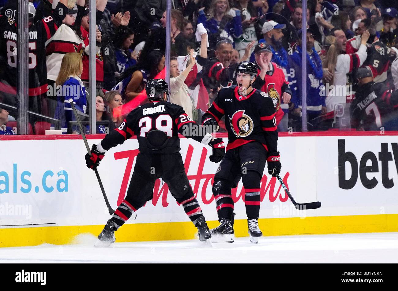 Ottawa Senators' Shane Pinto (12) celebrates his goal against the ...