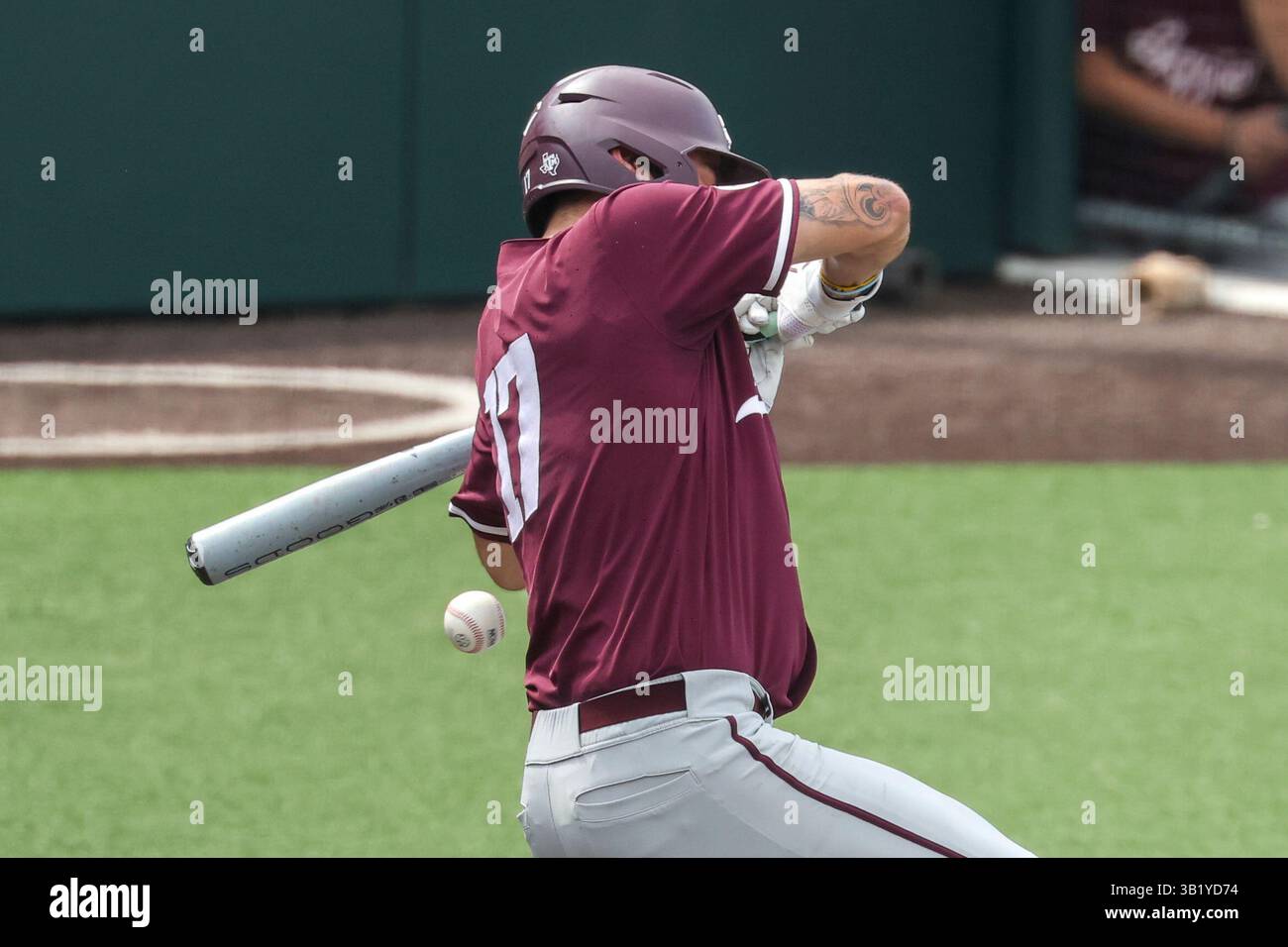 AUSTIN, TX - APRIL 26: Texas A&M outfielder Jace Laviolette (17) gets ...