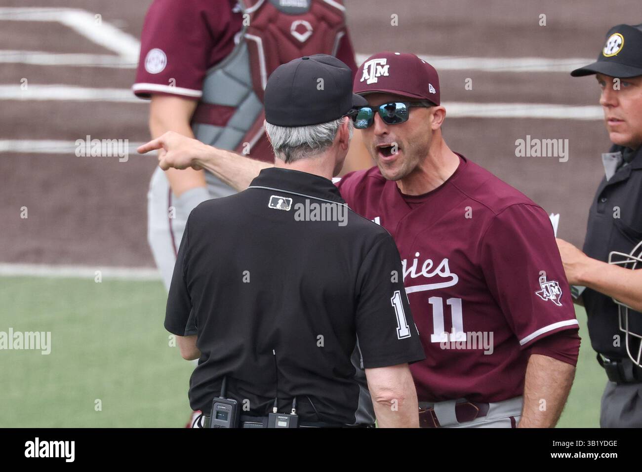 AUSTIN, TX - APRIL 26: Texas A&M head coach Michael Earley screams and ...