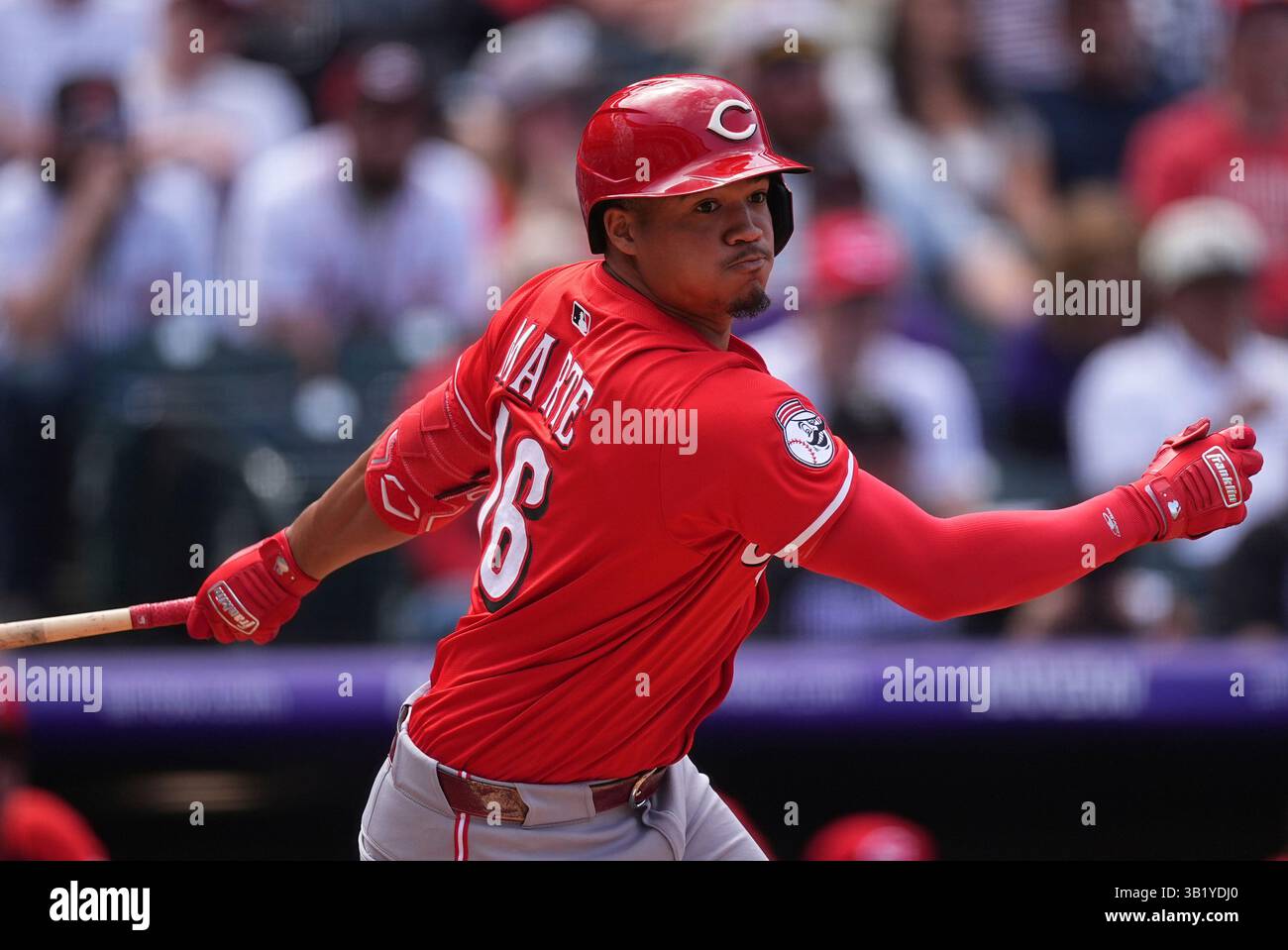 Cincinnati Reds third baseman Noelvi Marte (16) in the sixth inning of a baseball game Saturday ...