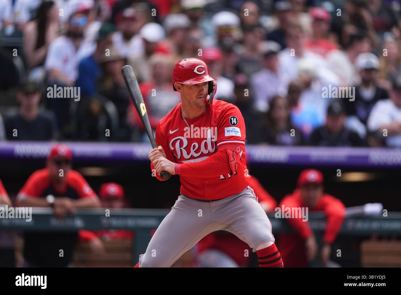 Cincinnati Reds fielder Austin Hays (12) in the ninth inning of a ...