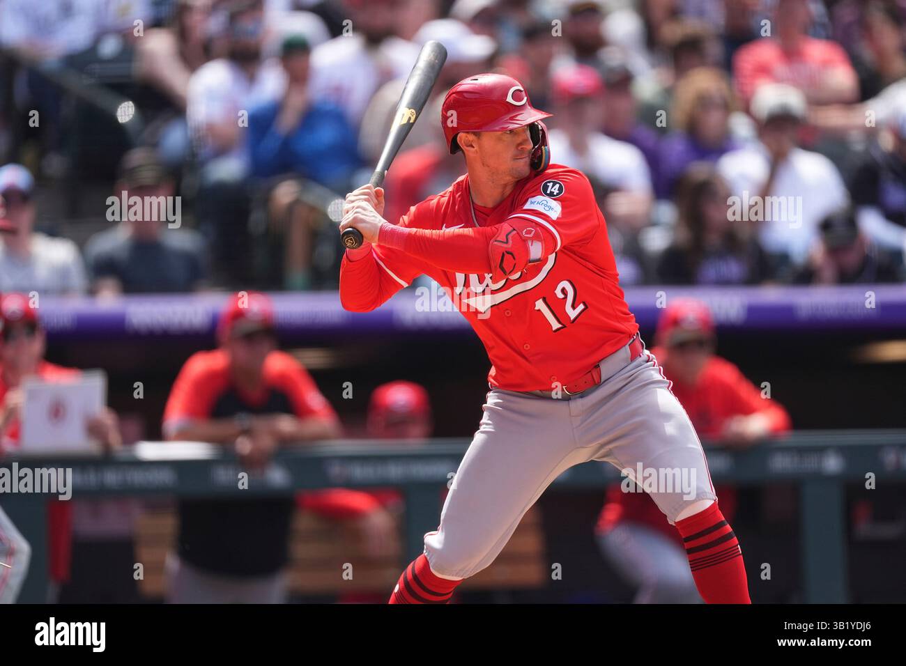 Cincinnati Reds fielder Austin Hays (12) in the seventh inning of a ...