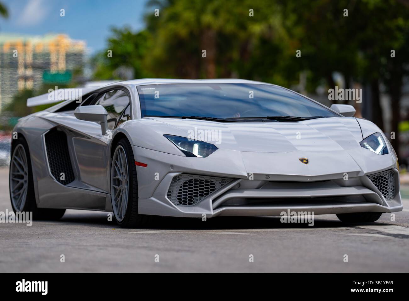 April 3, 2025. Miami. Lambo concept. Lamborghini sportscar on summer ...