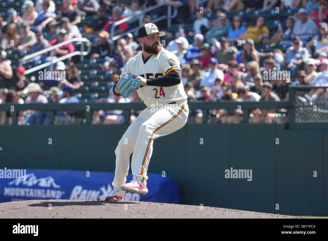 APRIL 26 2025: Salt Lake pitcher Kenyon Yovan (24) throws a pitch ...