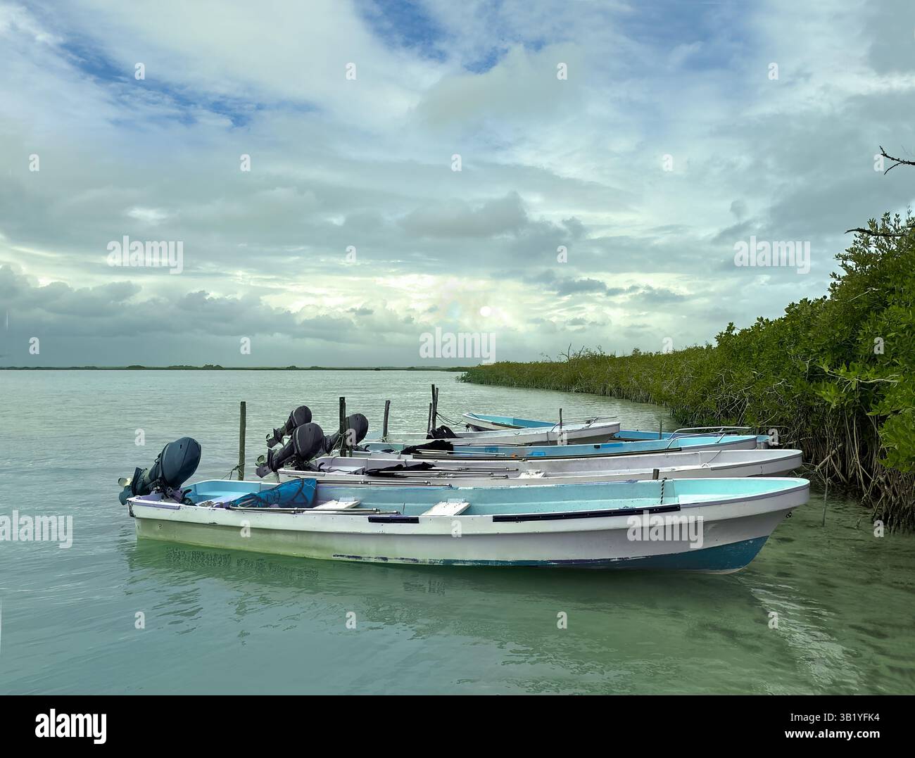 Boats docked at the beach in Punta Allen, Mexico Stock Photo - Alamy