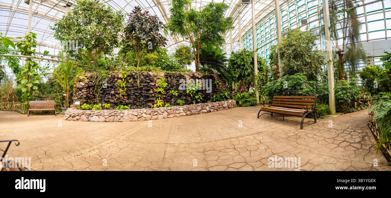 Kemerovo, Russia - April 25, 2025: Botanical garden with diverse plants ...