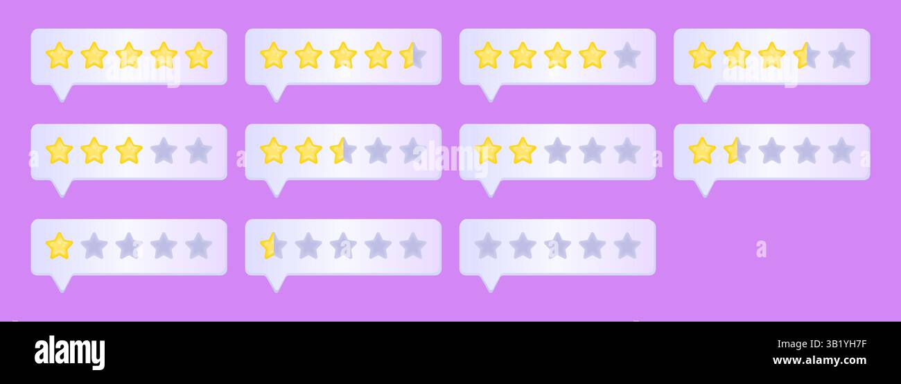 Star rating with light 3D effect, user rank with grey gradient form ...