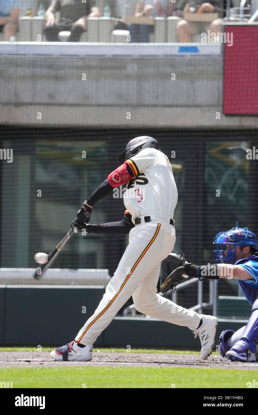 APRIL 26 2025: Salt Lake City left fielder Korey Holland (3) gets a hit ...