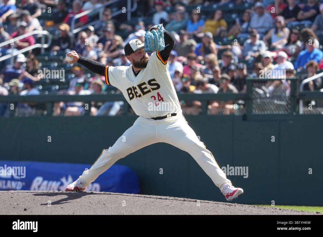 APRIL 26 2025: Salt Lake pitcher Kenyon Yovan (24) throws a pitch ...