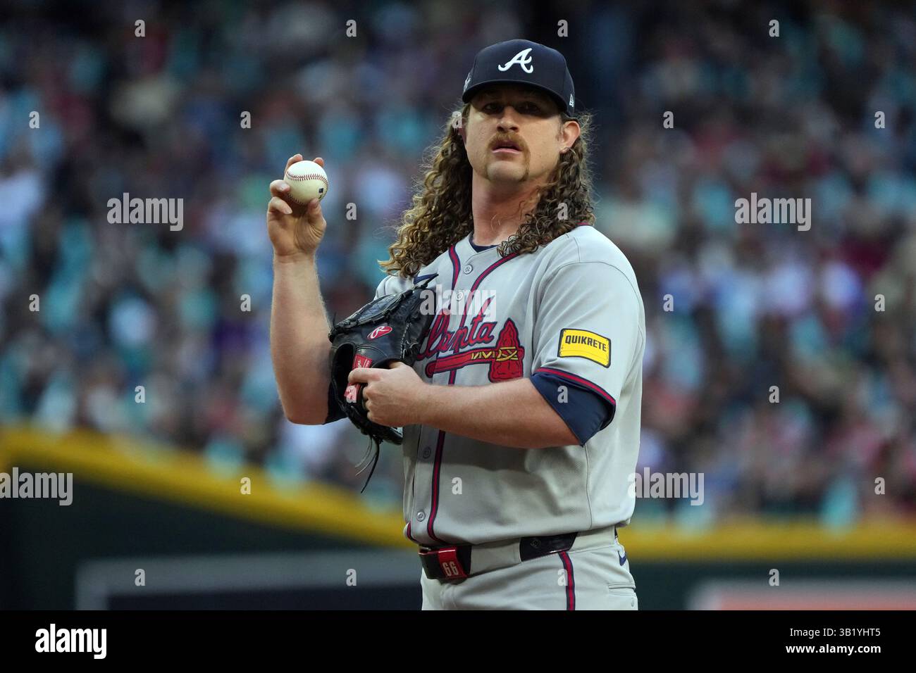 Atlanta Braves pitcher Grant Holmes (66) in the first inning during a ...