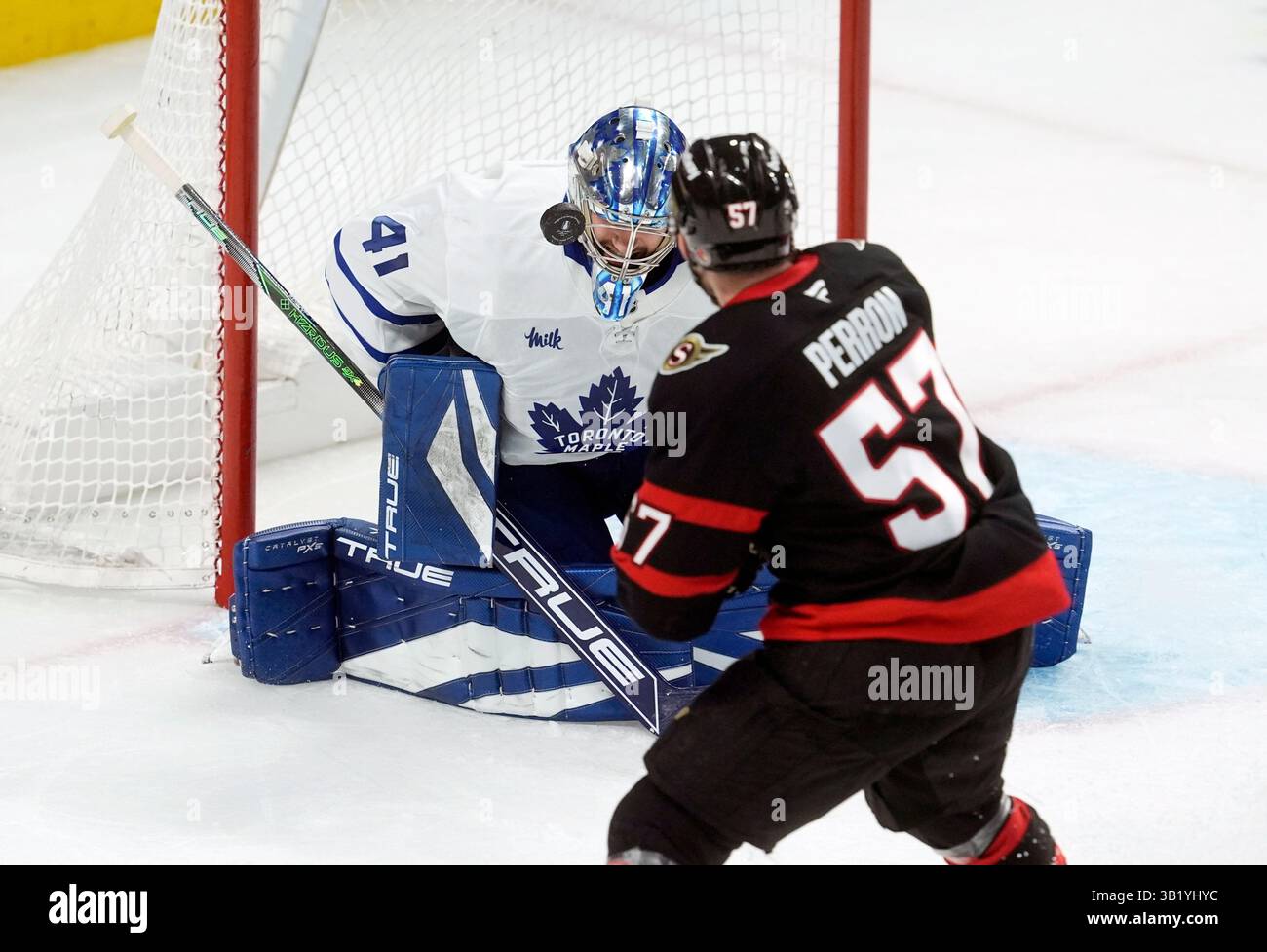 Ottawa Senators' David Perron (57) pressures Toronto Maple Leafs ...