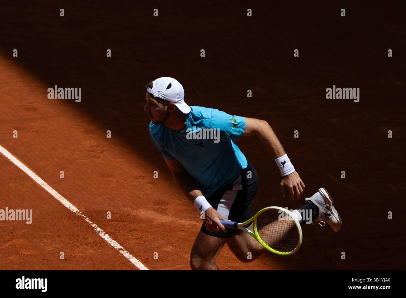 German Jan-Lennard Struff plays against Greek Stéfanos Tsitsipás (not visible) during the second ...