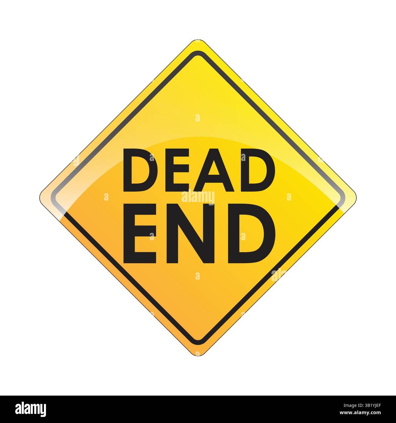 Dead End Road Sign – Yellow Diamond Traffic Warning Symbol for Drivers ...