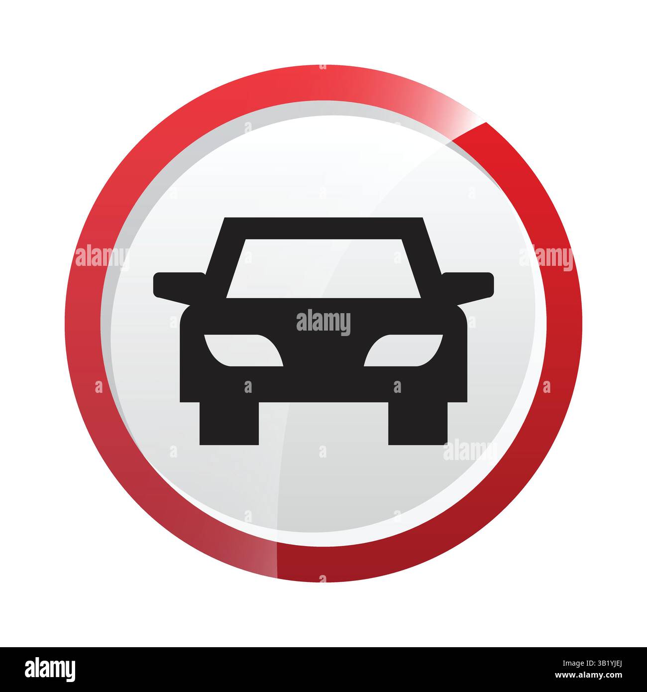 Car Entry Allowed Sign – Red Circular Traffic Sign with Black Car ...