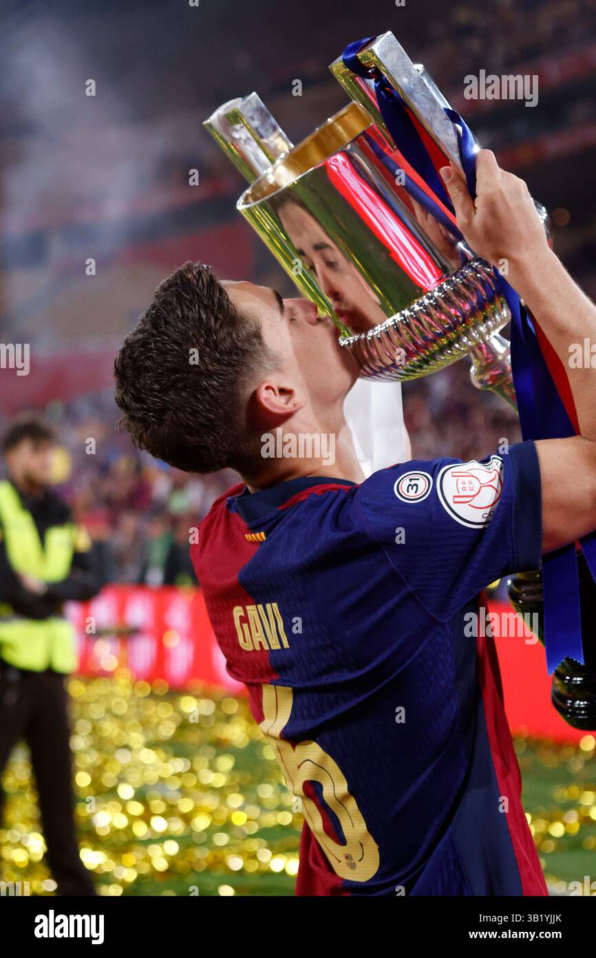 SEVILLE, SPAIN - APRIL 26, 2025: Gavi at the celebration of FC Barcelona's Copa del Rey title at ...