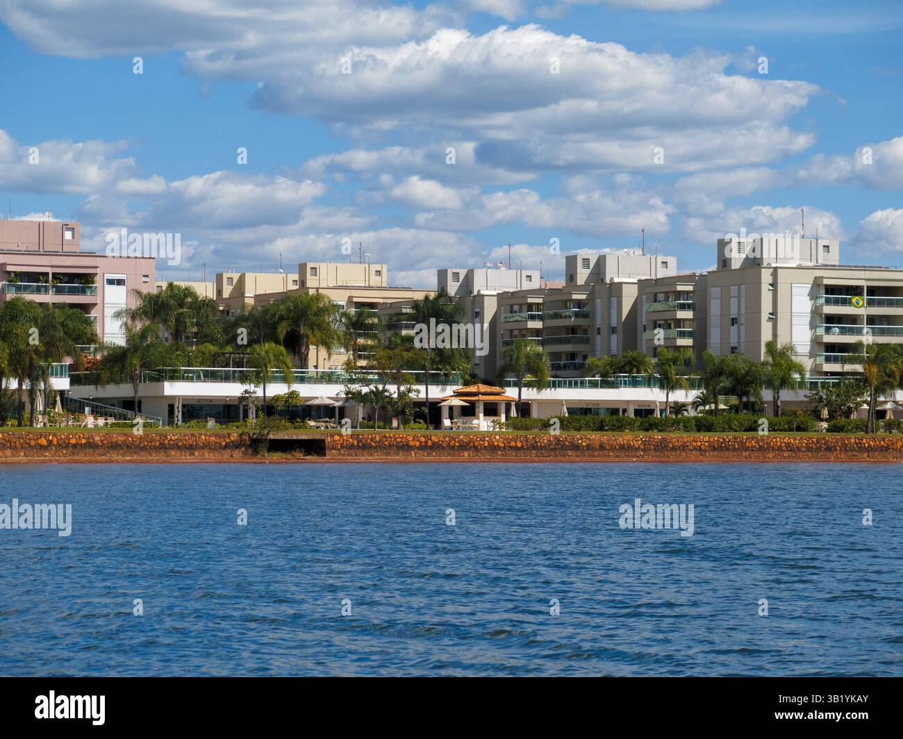The Ilhas do Lago apartment buildings at the shore of Paranoa lake ...
