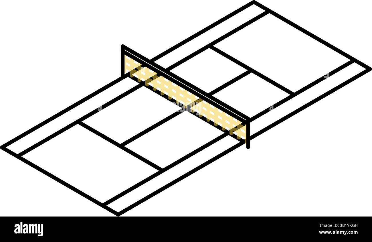 Isometric illustration of a simple line drawing of a tennis court ...