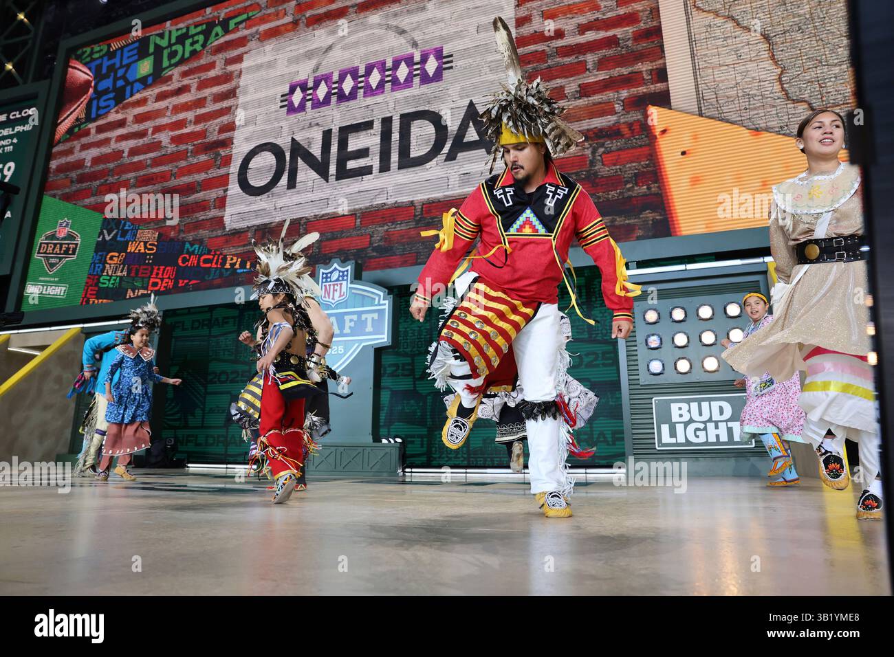 Dancers from the Oneida Nation perform during the third day of the NFL ...
