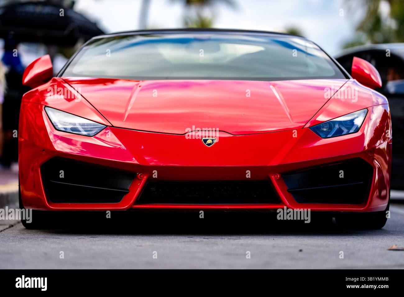 April 3, 2025. Miami. Lambo concept. Lamborghini sport car on the city street. Lamborghini ...