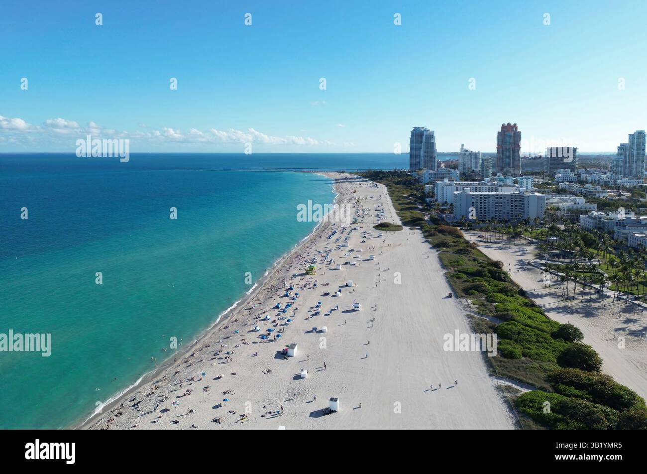 Miami Beach aerial view with skyline. Miami from above. Drone view of ...