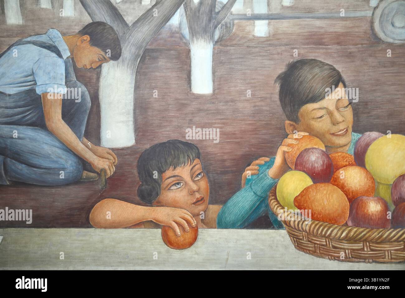 A detail from Still Life and Blossoming Almond Trees, a mural by ...