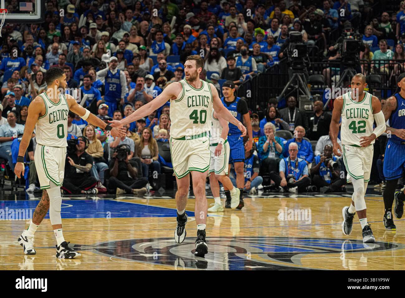 Orlando, Florida, USA, April 25, 2025, Boston Celtics players Jayson ...