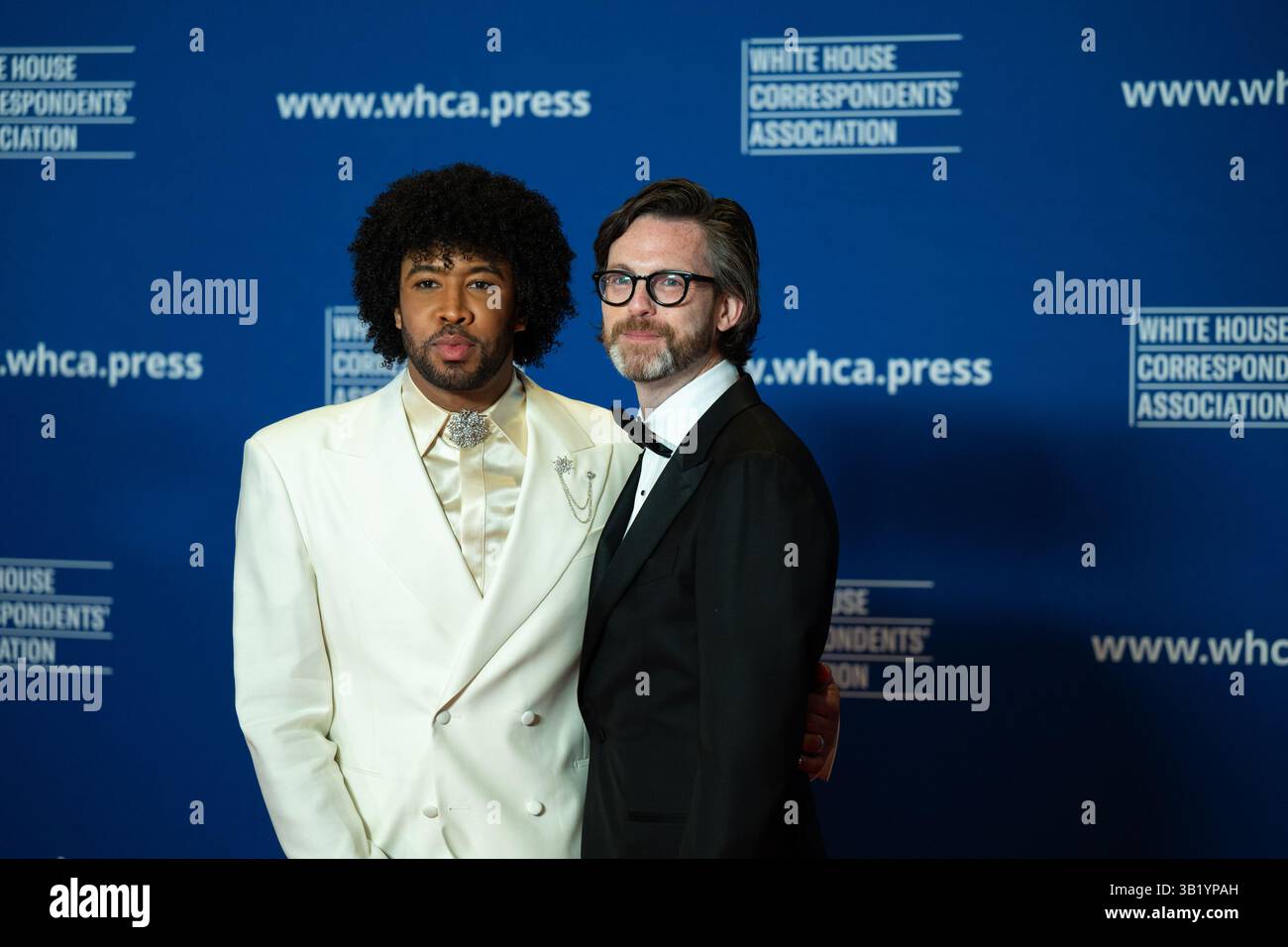 Eugene Daniels and husband Nathan Thomas Stephens attend the 2025 White ...