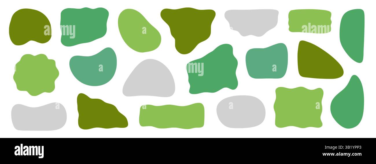 Abstract organic shape round form set. Liquid organic blob curve shape ...