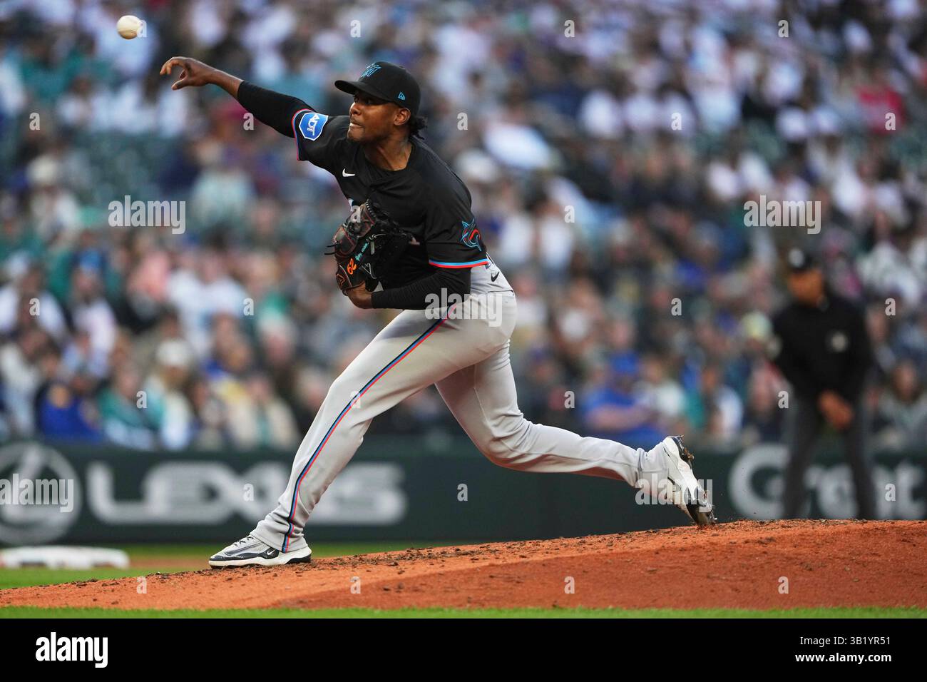 Miami Marlins relief pitcher George Soriano throws against the Seattle ...