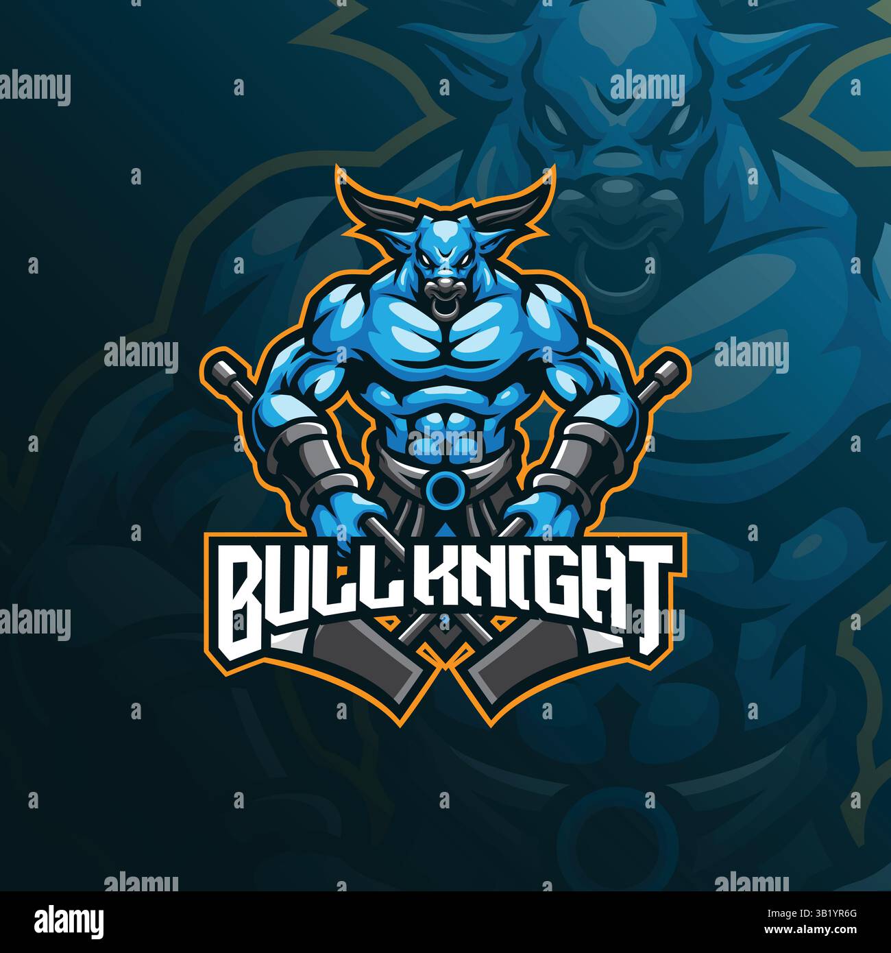 bull knight mascot logo design vector with modern illustration concept ...