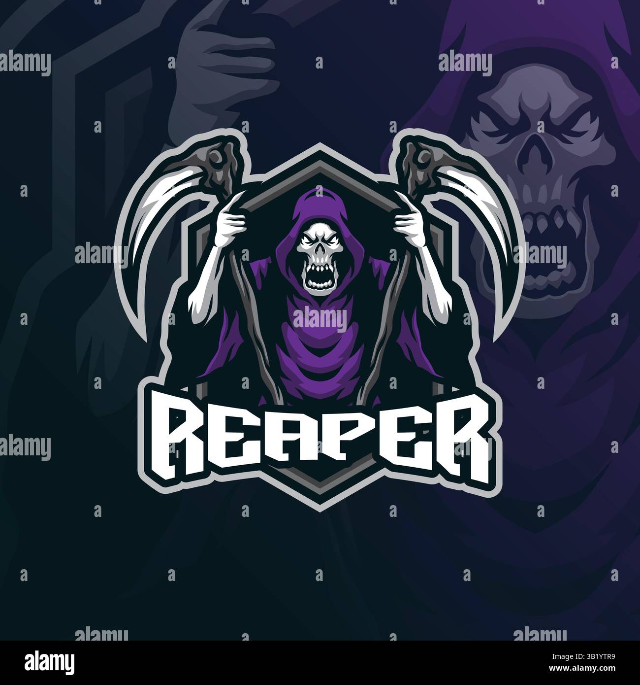 reaper mascot logo design with modern illustration concept style for ...