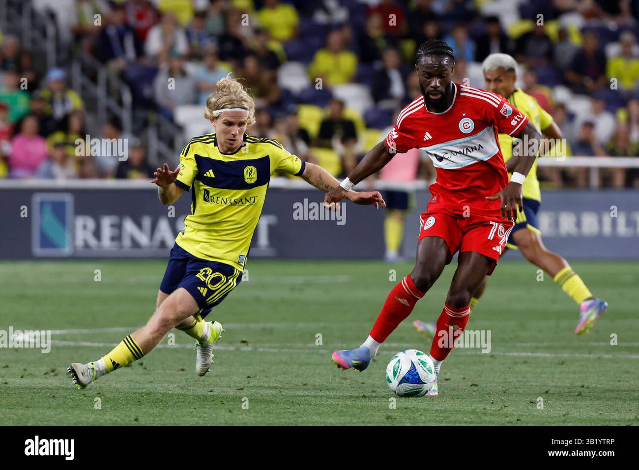 NASHVILLE, TN - APRIL 26: Nashville SC midfielder Edvard Tagseth #20 ...