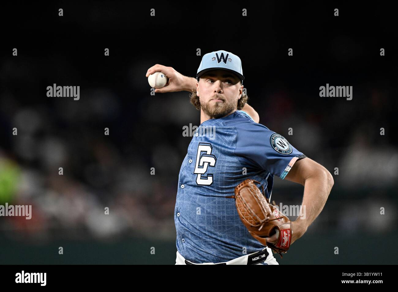 Washington Nationals pitcher Jake Irvin throws during the seventh ...