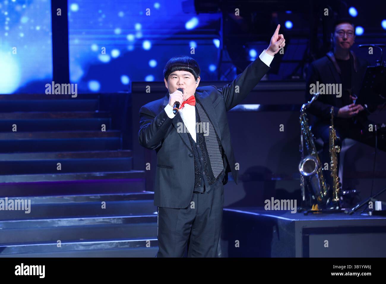 TAIPEI, CHINA - APRIL 26, 2025 - Taiwanese singer Lin Yu Qun performed ...