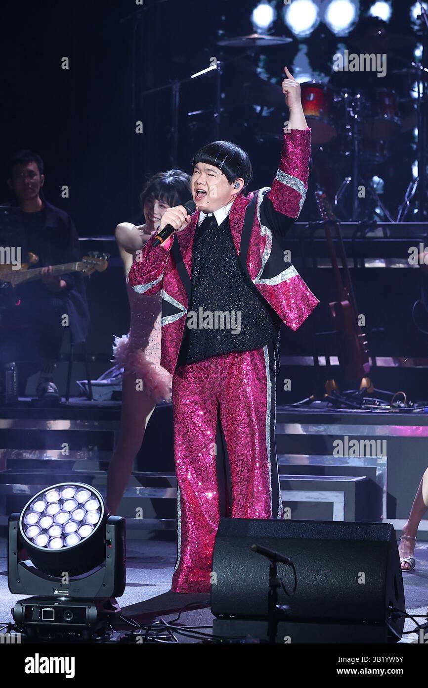 TAIPEI, CHINA - APRIL 26, 2025 - Taiwanese singer Lin Yu Qun performed ...
